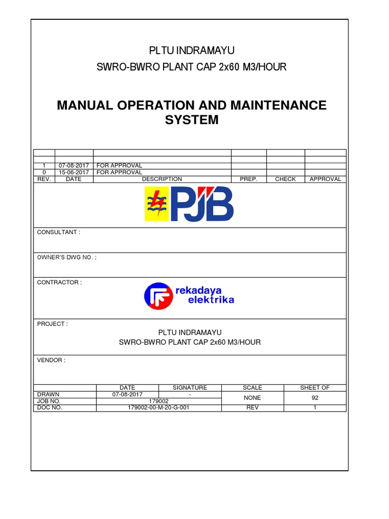 Manual Operation and Maintenance System | PDF | Membrane ...
