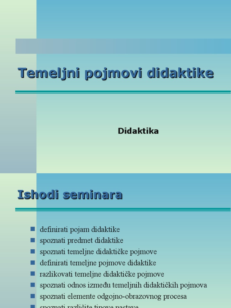 1 - Temeljni Pojmovi Didaktike | PDF