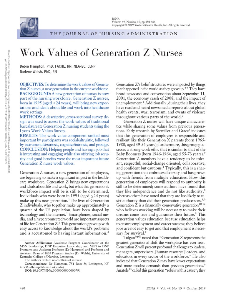 Nurses Gen Z Work Values | PDF | Motivation | Motivational