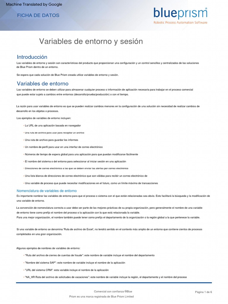 Environment and Session Variables (ES) | PDF | Bases de datos | Variable (informática)