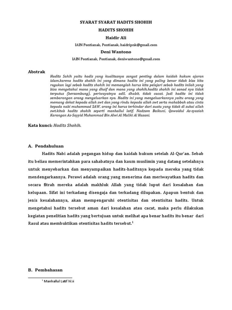 Syarat Hadits Shohih dalam Islam | PDF | Agama & Spiritualitas