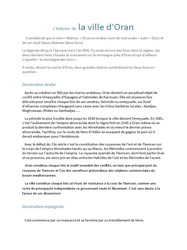 Historique Oran | PDF