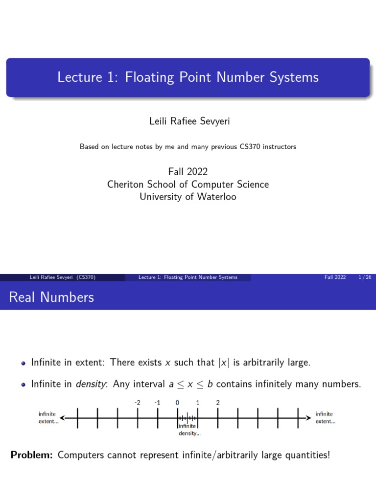 Lecture 1 Floatingpointnumbersystems Pdf Mathematics Computer Architecture