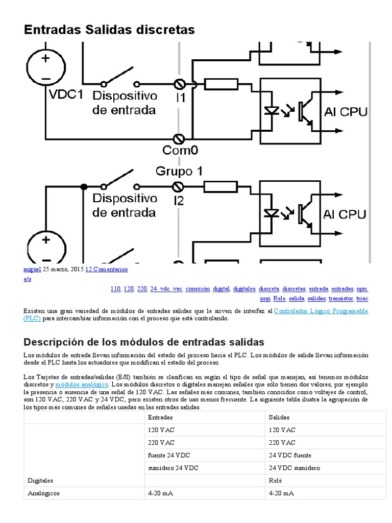 Entradas Salidas Discretas | PDF | Controlador lógico programable | Relé