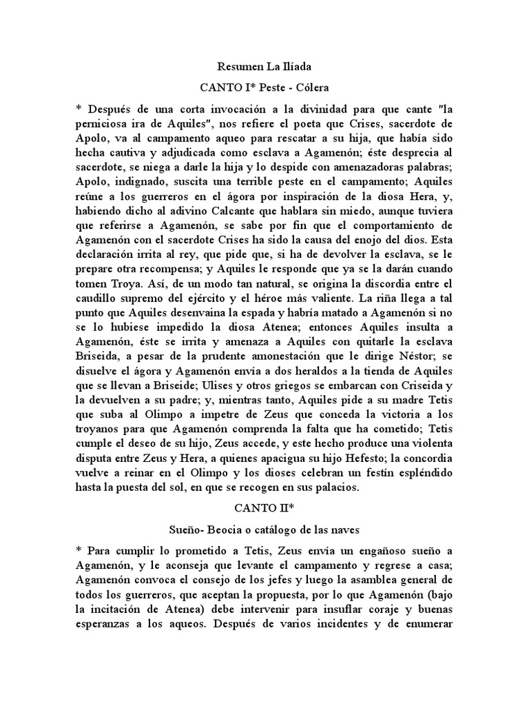 Resumen La Ilíada | PDF | Héctor | Aquiles