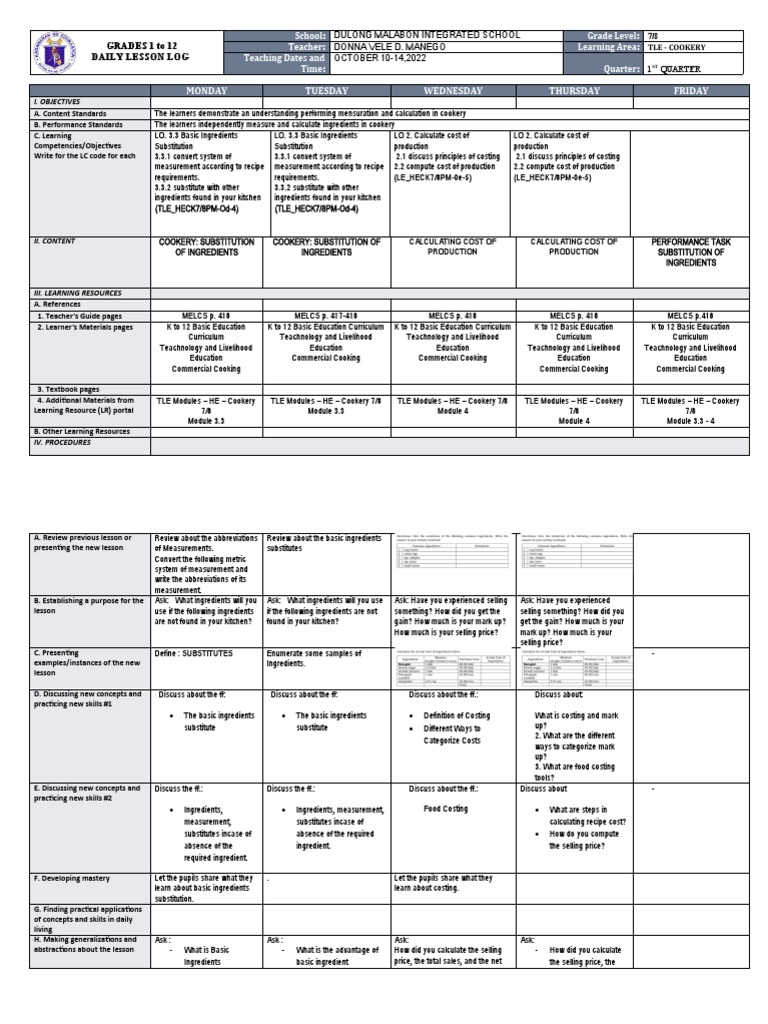 DLL - Tle Week7 | PDF | Learning | Cooking