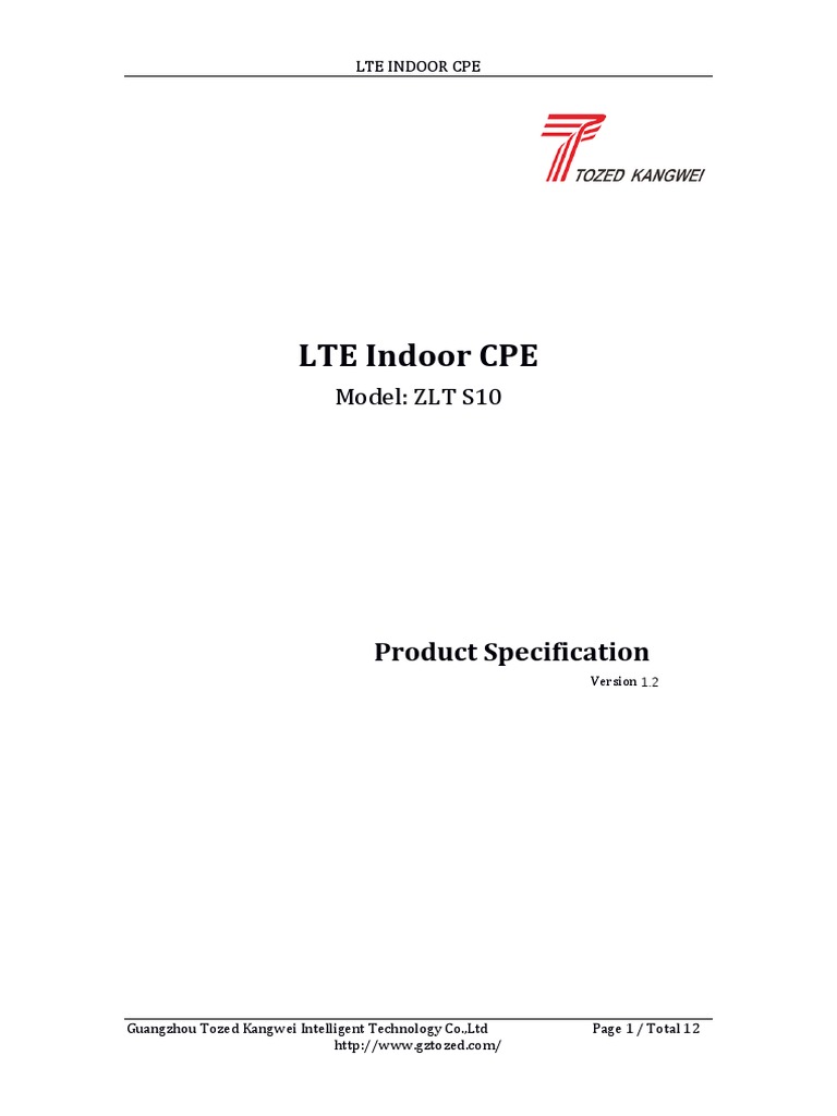 ZLT S10 SPECIFICATION Dialog V1.2 | PDF | Wi Fi | Ieee 802.11