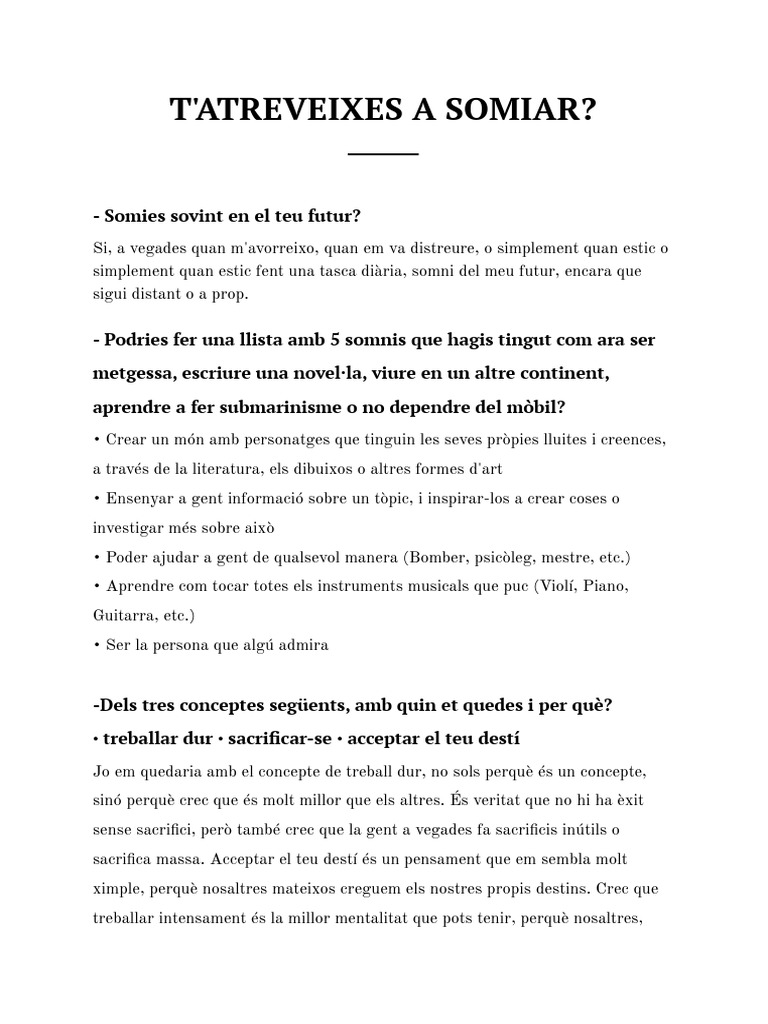T'ATREVEIXES A SOMIAR - Thomas Boynton | PDF