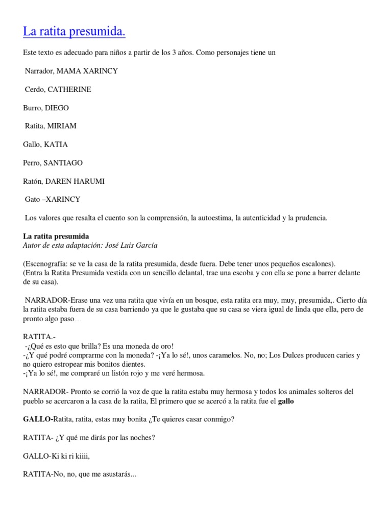 La Ratita Presumida: Cuento Completo | PDF