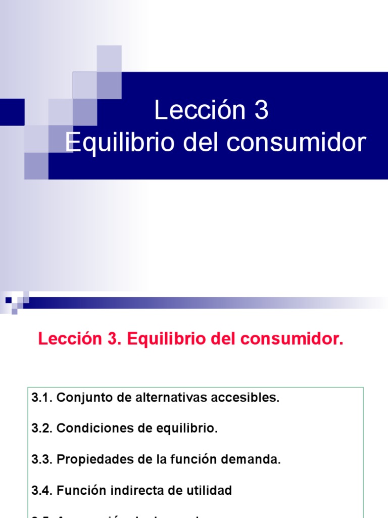 Condiciones de Equilibrio del Consumidor | PDF | Curva de demanda ...