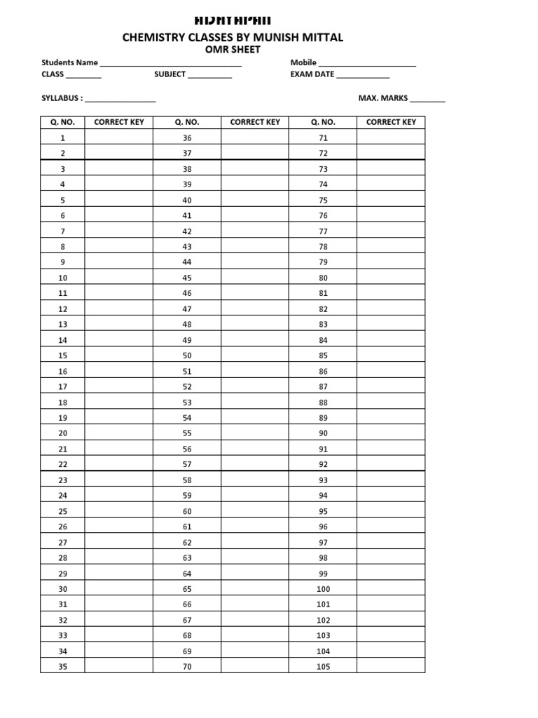 OMR SHEET | PDF | Qualifications | Student Assessment And Evaluation