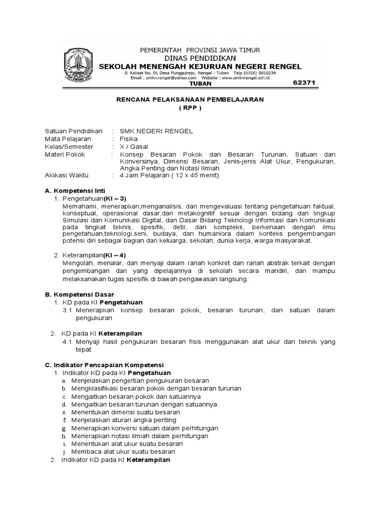 RPP Besaran Dan Satuan | PDF | Karier & Perkembangan