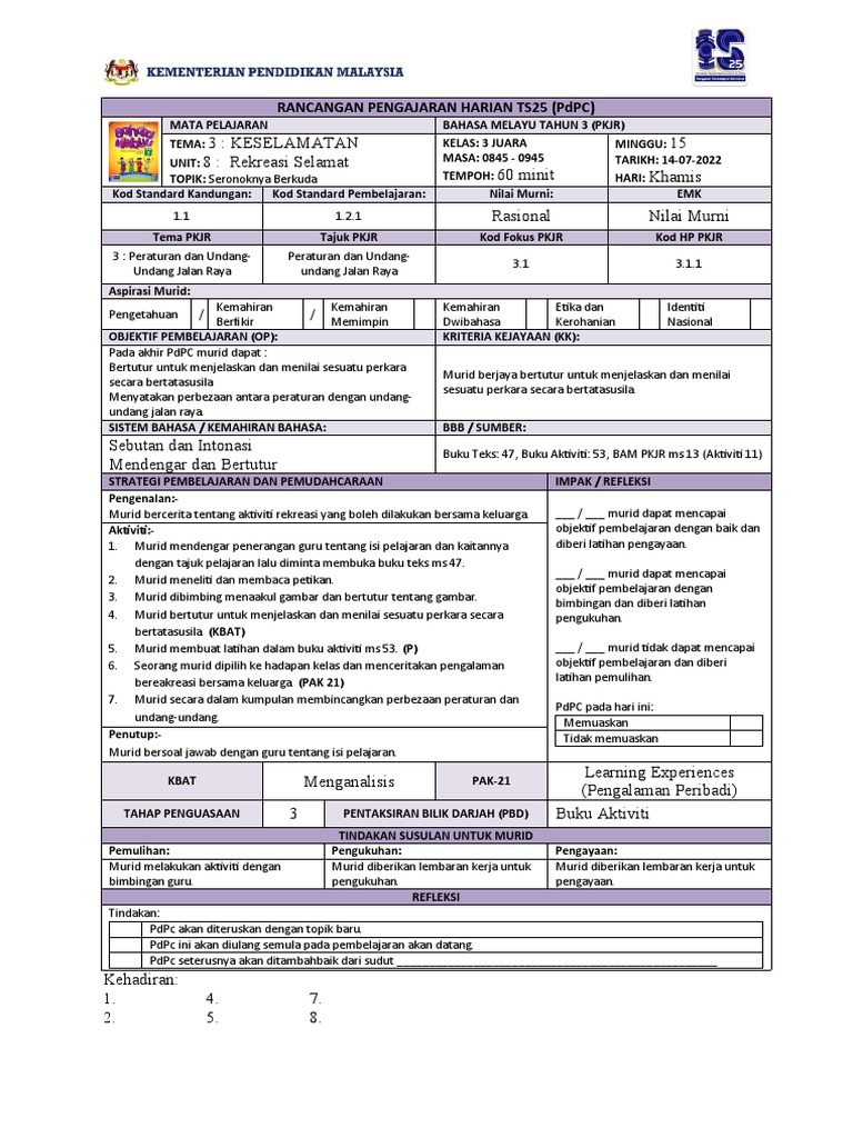 BM THN 3 Ts25 (Unit 8) | PDF