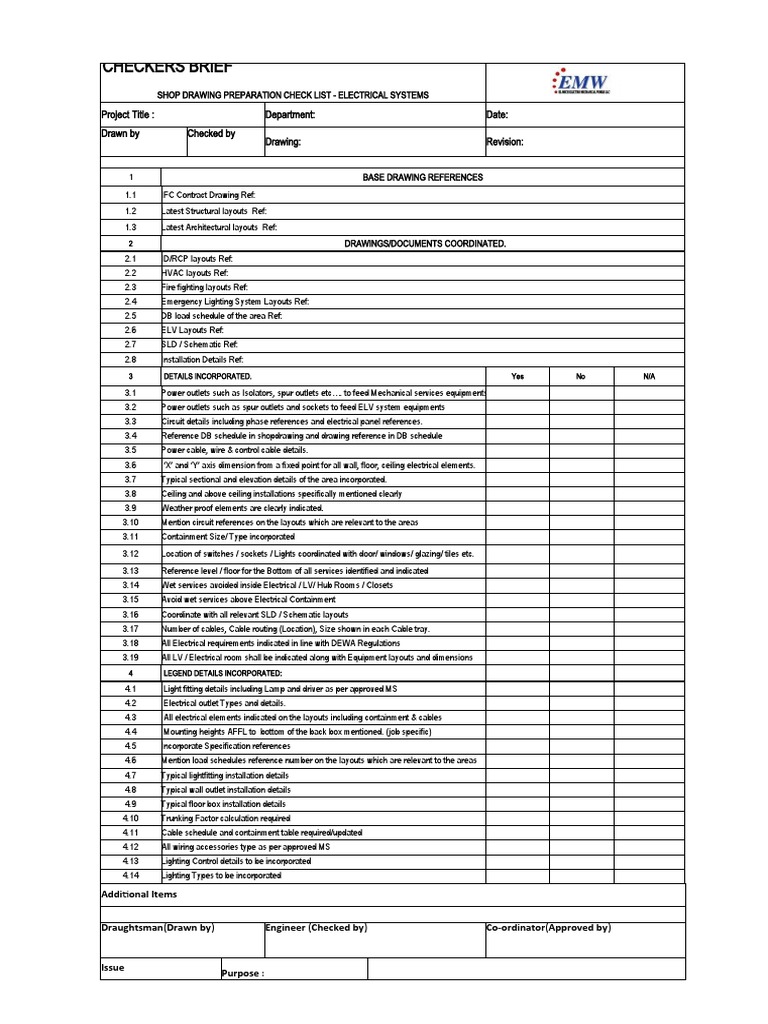 Electrical Shop Drawing Checklist | PDF | Ac Power Plugs And Sockets ...