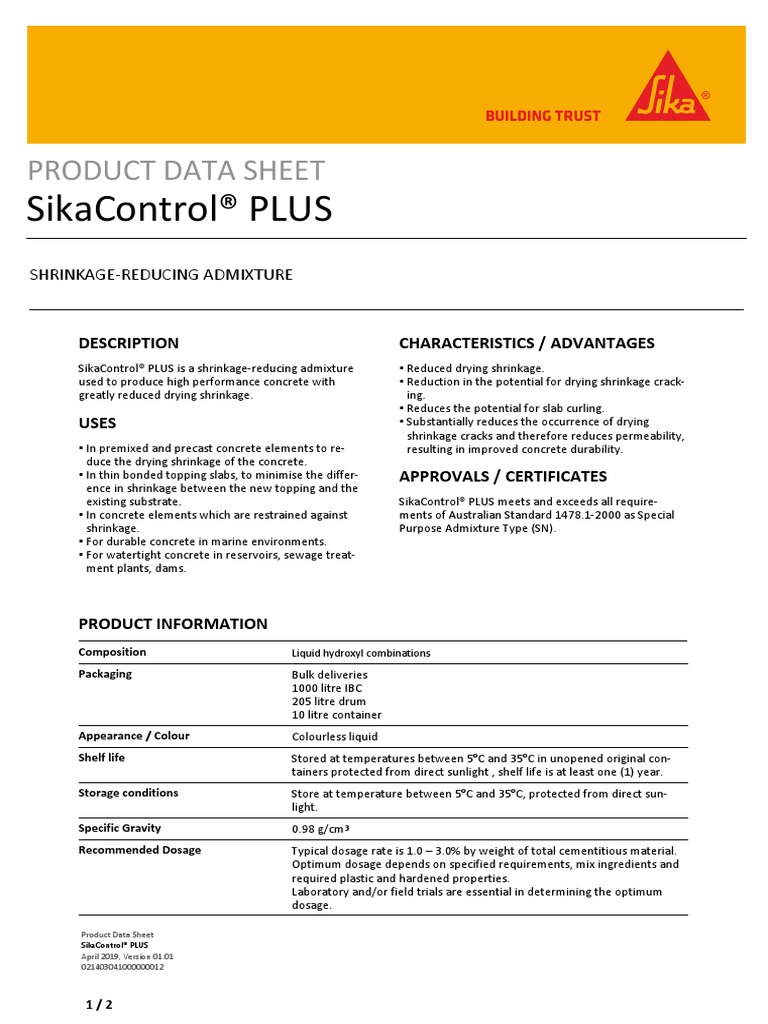 Sikacontrol Plus | PDF | Concrete | Casting (Metalworking)
