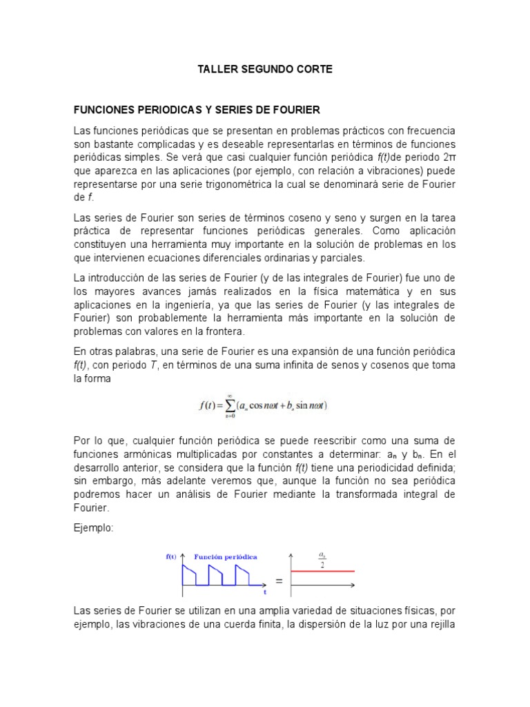 Taller Segundo Corte | PDF | Integral | Series de Fourier