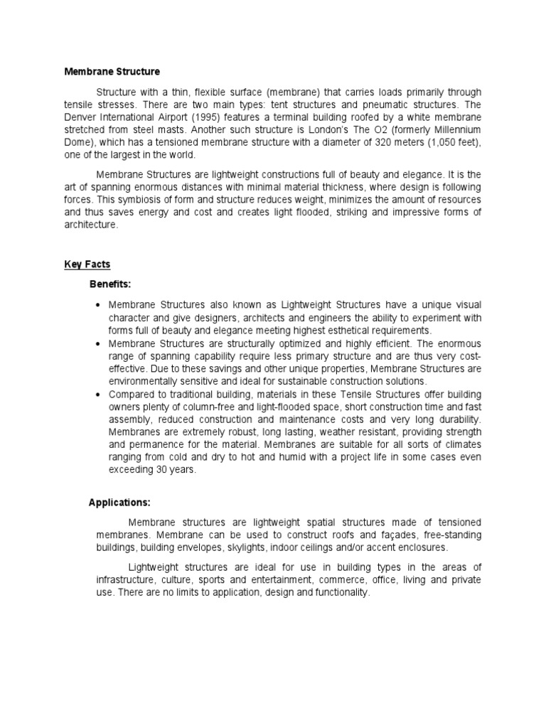 Membrane Structure | PDF | Structural Engineering | Strength Of Materials