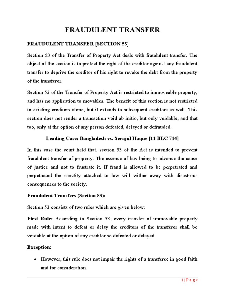 Fraudulent Transfer | PDF | Common Law | Justice