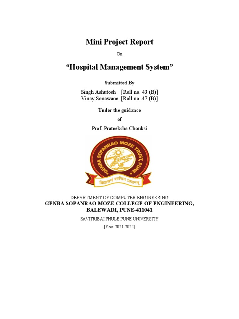 Report For Hospital Management Sysytem | PDF | Databases | Conceptual Model