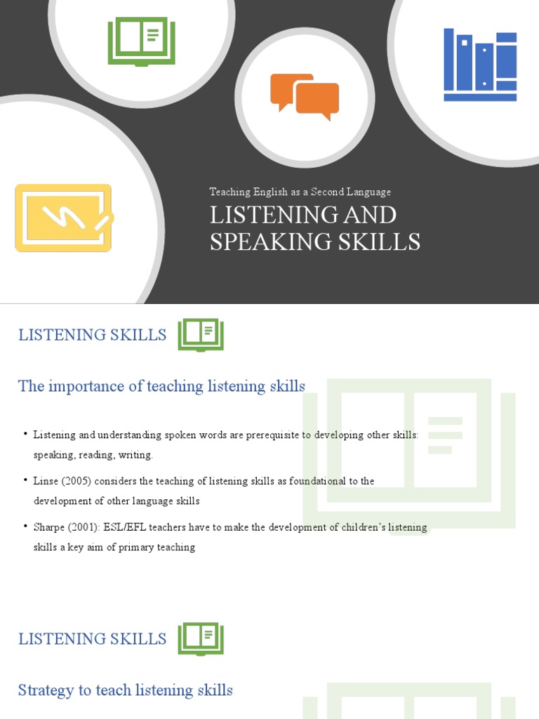 Teaching ESL Listening and Speaking Skills | PDF | English As A Second ...