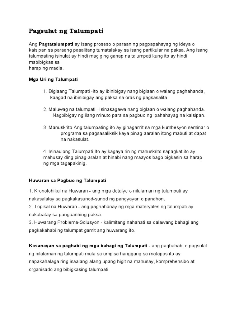 Pagsulat NG Talumpati Final | PDF