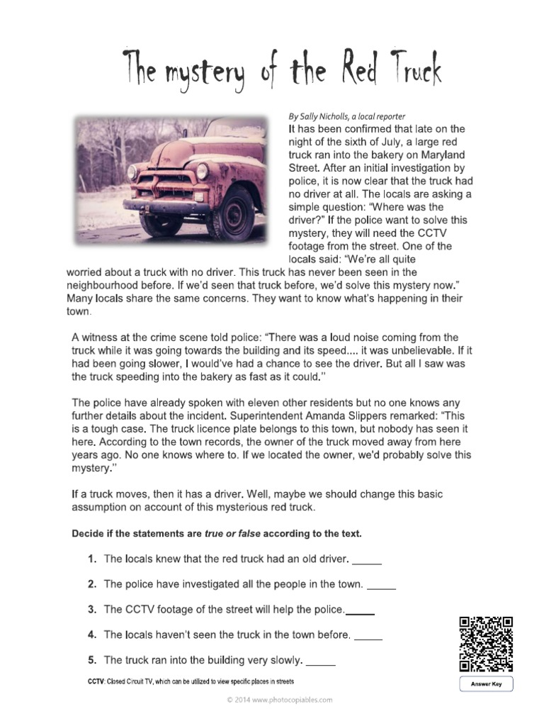 The Mystery of The Red Truck | PDF