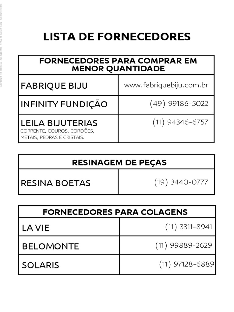 Lista de Fornecedores 4 | PDF