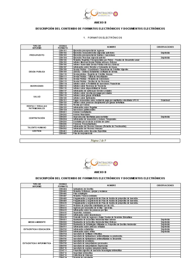 Formatos y Documentos Electrónicos | PDF | Contabilidad | Deuda