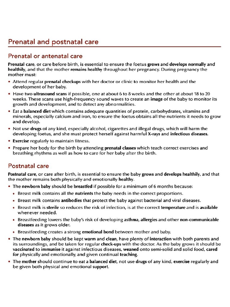 Prenatal & Postnatal Care | PDF