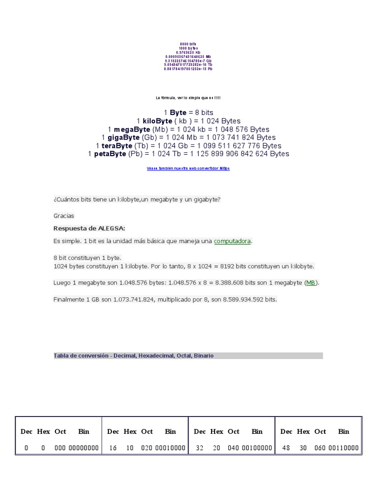 BINARIO 8000 Bits | PDF | Byte | Poco