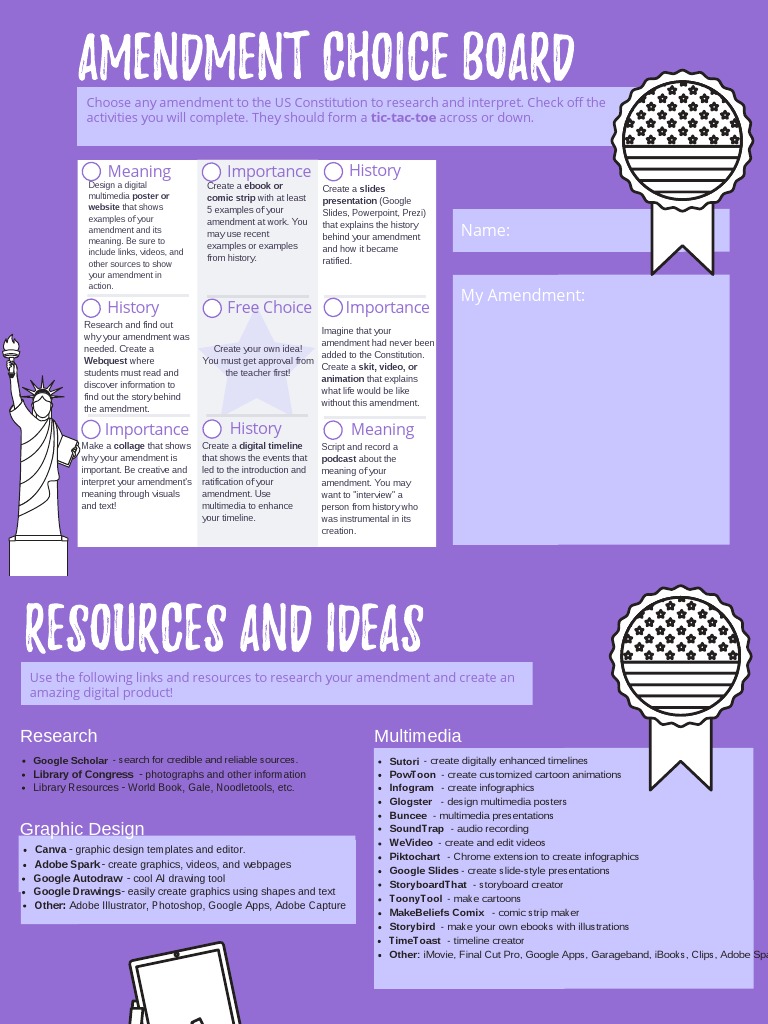 Constitution Choice Board Unit 1 | PDF