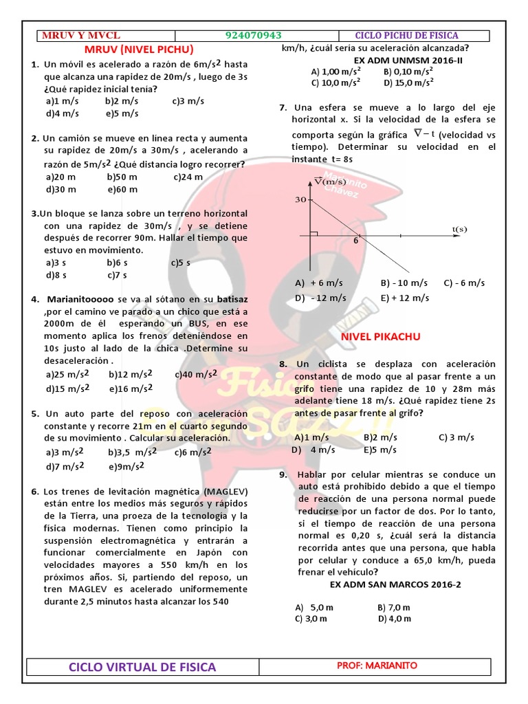 Mruv-Mvcl - Tema 3.PDF Versión 1 | PDF | Aceleración | Velocidad