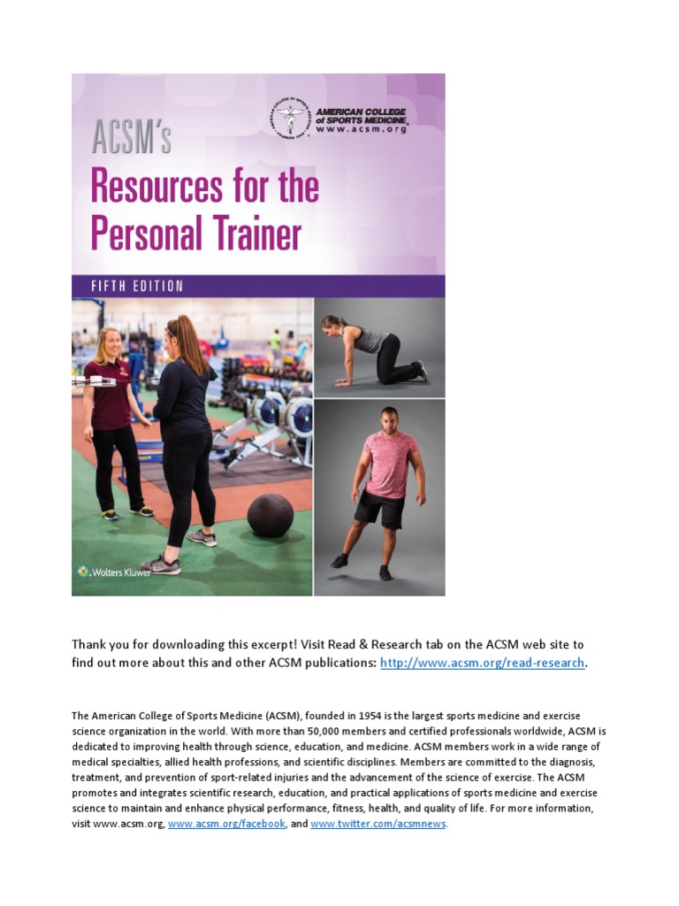 Acsm Resources For The Personal Trainer PDF | PDF | Personal Trainer ...
