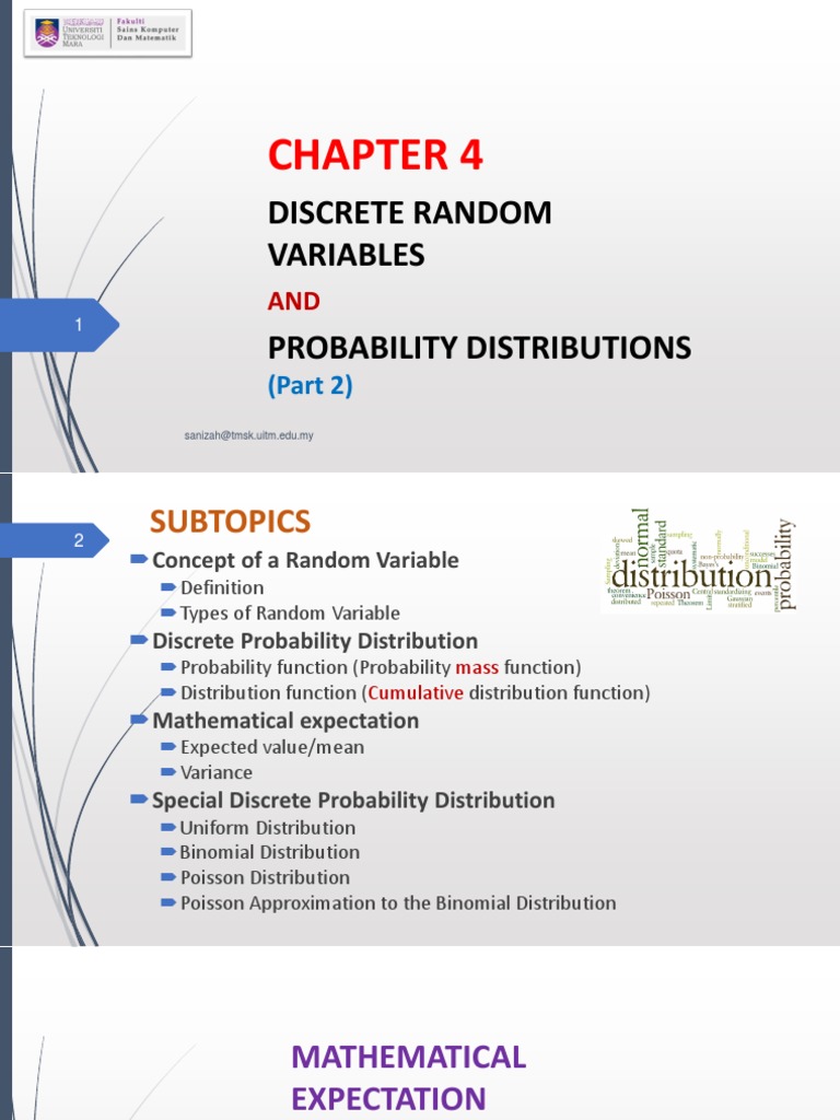 STA416 - Topic 4 - 2 | PDF | Probability Distribution | Variance