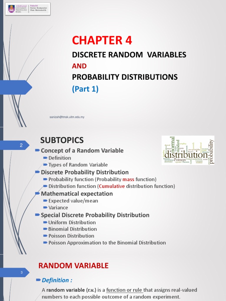 STA416 - Topic 4 - 1 | PDF | Probability Distribution | Random Variable