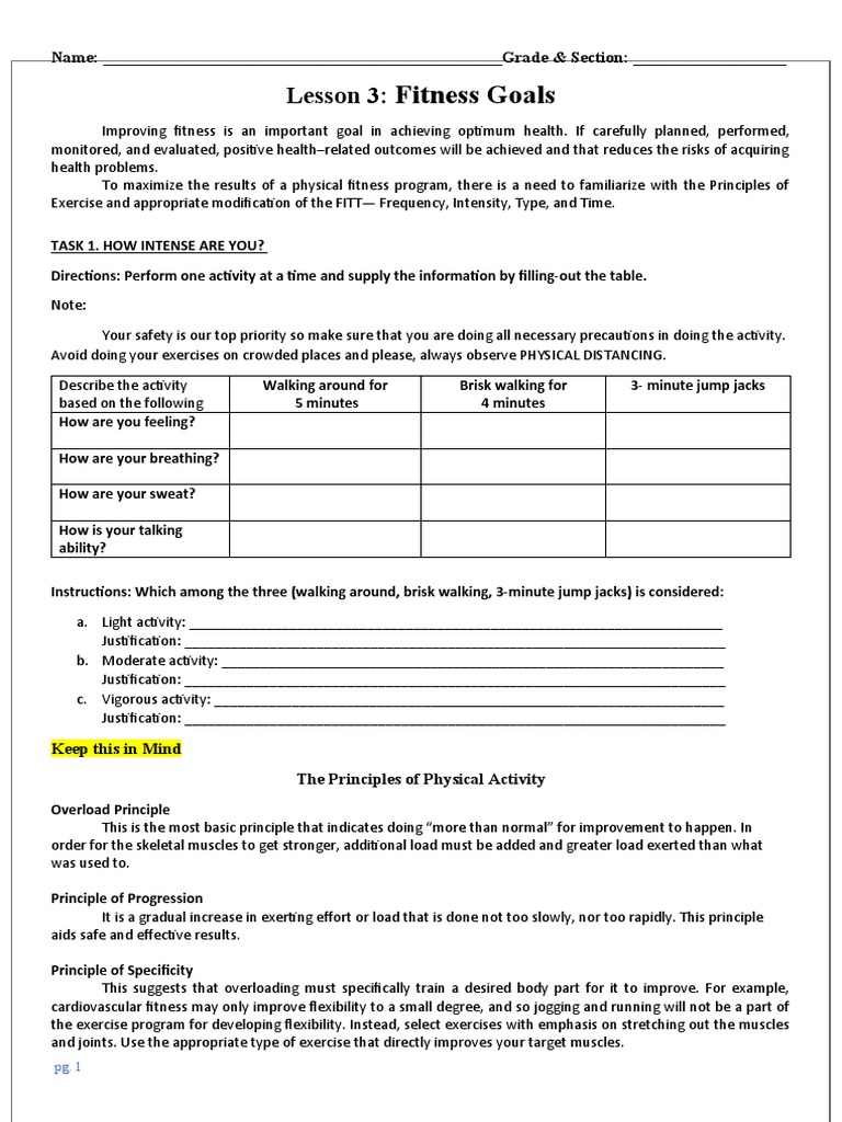 3 Fitness Goals | PDF | Physical Fitness | Aerobic Exercise