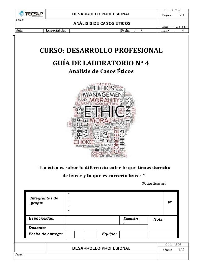 Guía Lab. 04 Análisis de Ética Profesional | PDF | Business | Laboratorios