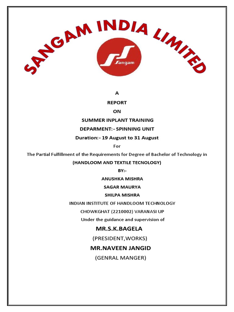 Sangam Report | PDF | Spinning (Textiles) | Yarn