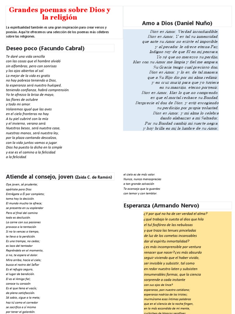 Grandes Poemas Sobre Dios y La Religión | PDF | Amor | Cristo (título)