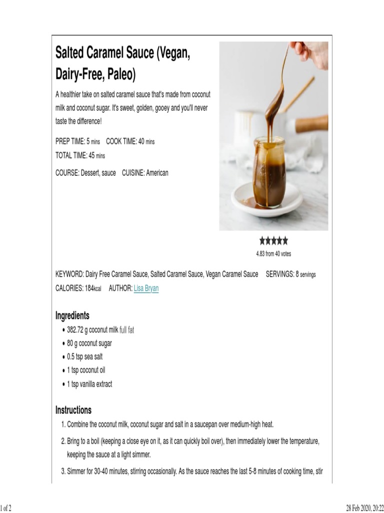 Salted Caramel Sauce (Vegan, Dairy-Free, Paleo) | PDF