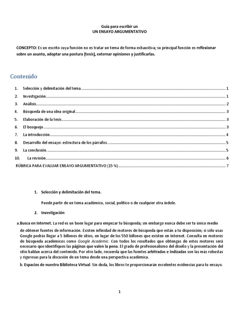 Guía para Escribir Un Ensayo Argumentativo | PDF | Ensayos | Argumento