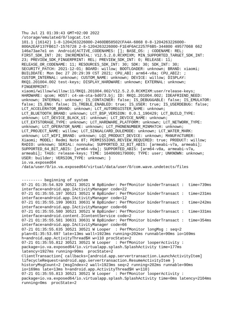 Logcat | PDF | Java (Programming Language) | Android (Operating System)