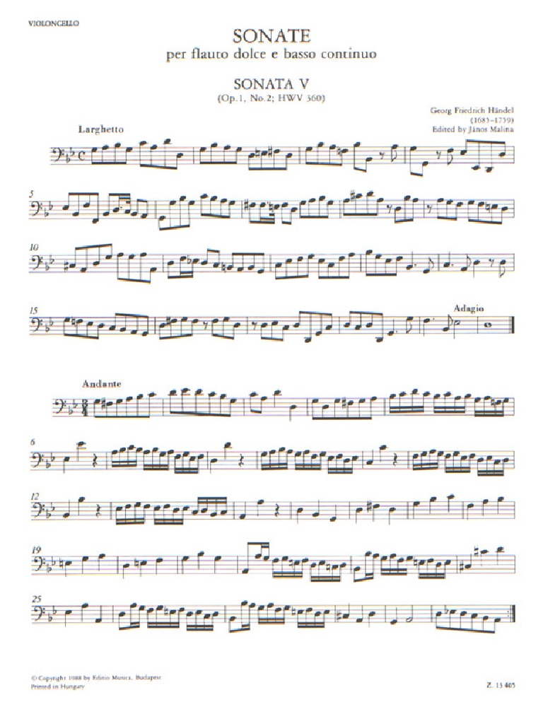 SONATE Per Flauto Dolce e Basso Continuo | PDF