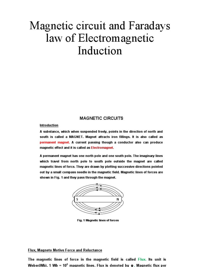 5 Magnetic Circuit and Faradays Law of Electromagnetic Induction | PDF ...