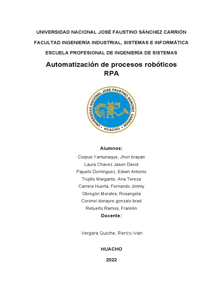 Automatizacion de Procesos Robóticos RPA | PDF | Internet Bot | Software de la aplicacion