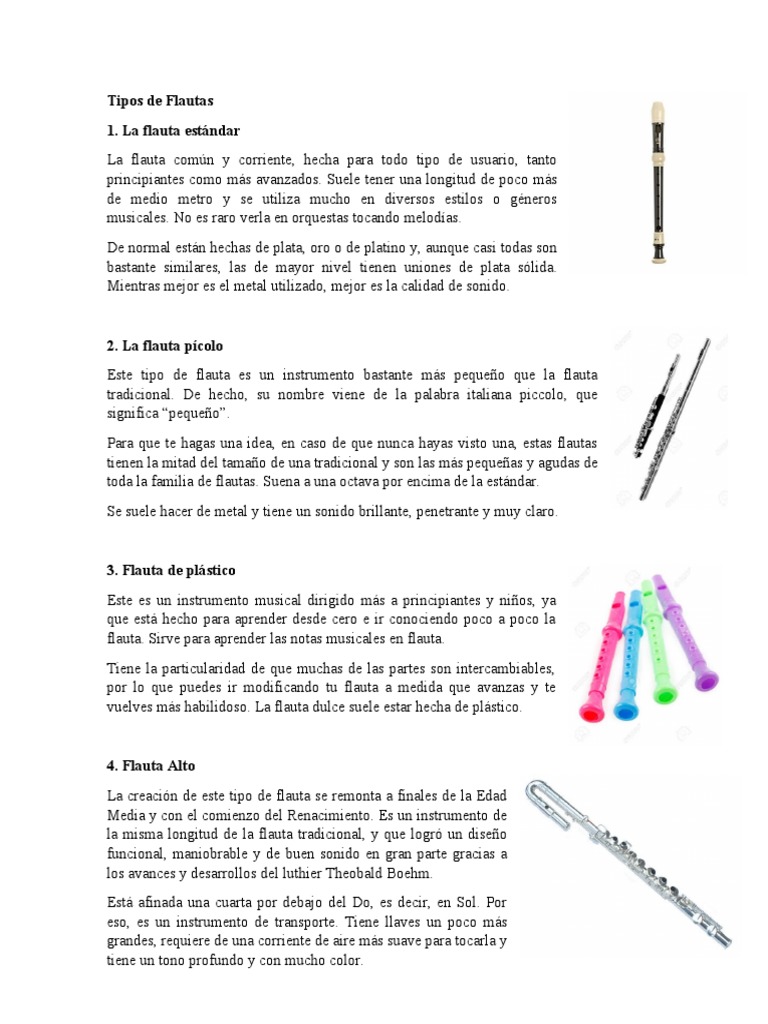 Tipos de Flauta1 | PDF | Flauta | Instrumentos musicales