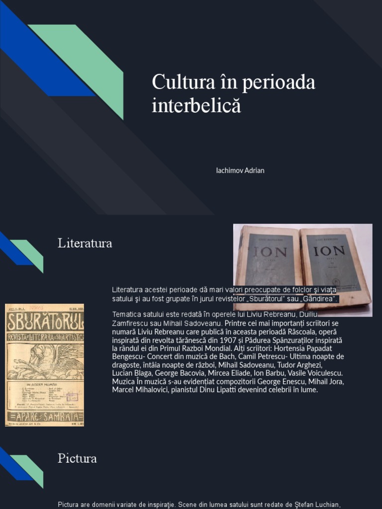 Cultura in Perioada Interbelica | PDF