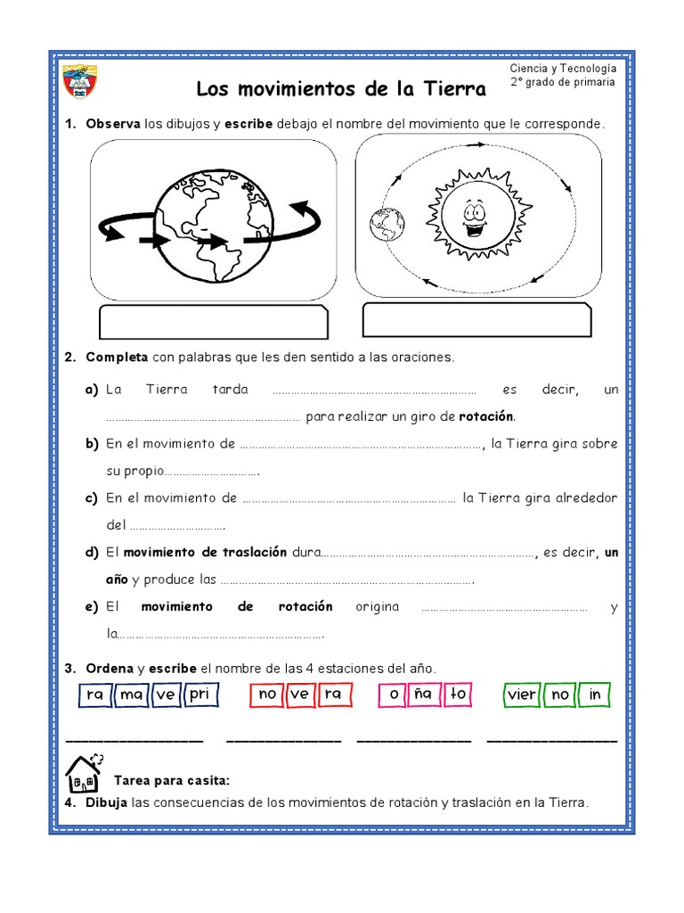 Ficha. Los Movimientos de La Tierra. 2-11 | PDF | Historia | Libros ...