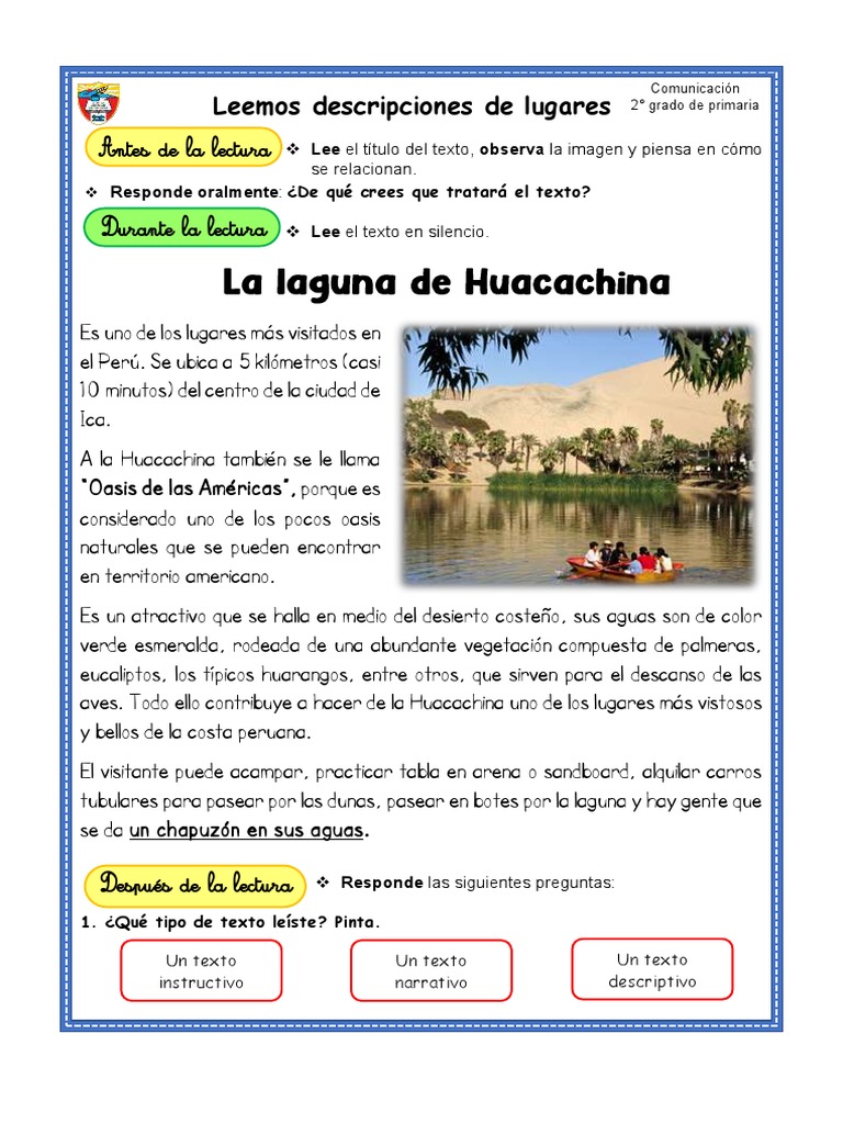 Ficha. Leemos Descripciones de Lugares. 2-11 | PDF