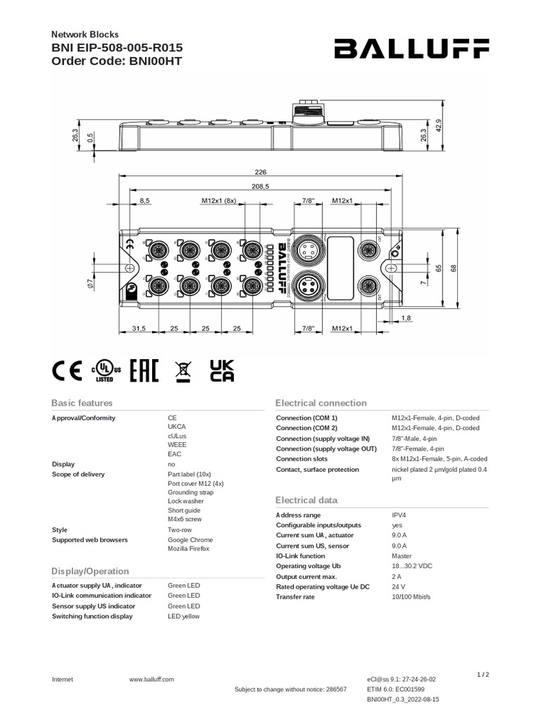 Datasheet BNI00HT 286567 en | PDF | Computer Networking | Computer Engineering